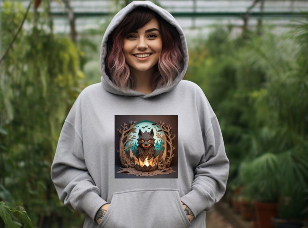 Howling at the Full Moon Wolf Campfire Plus Sized Hoodie - Etsy