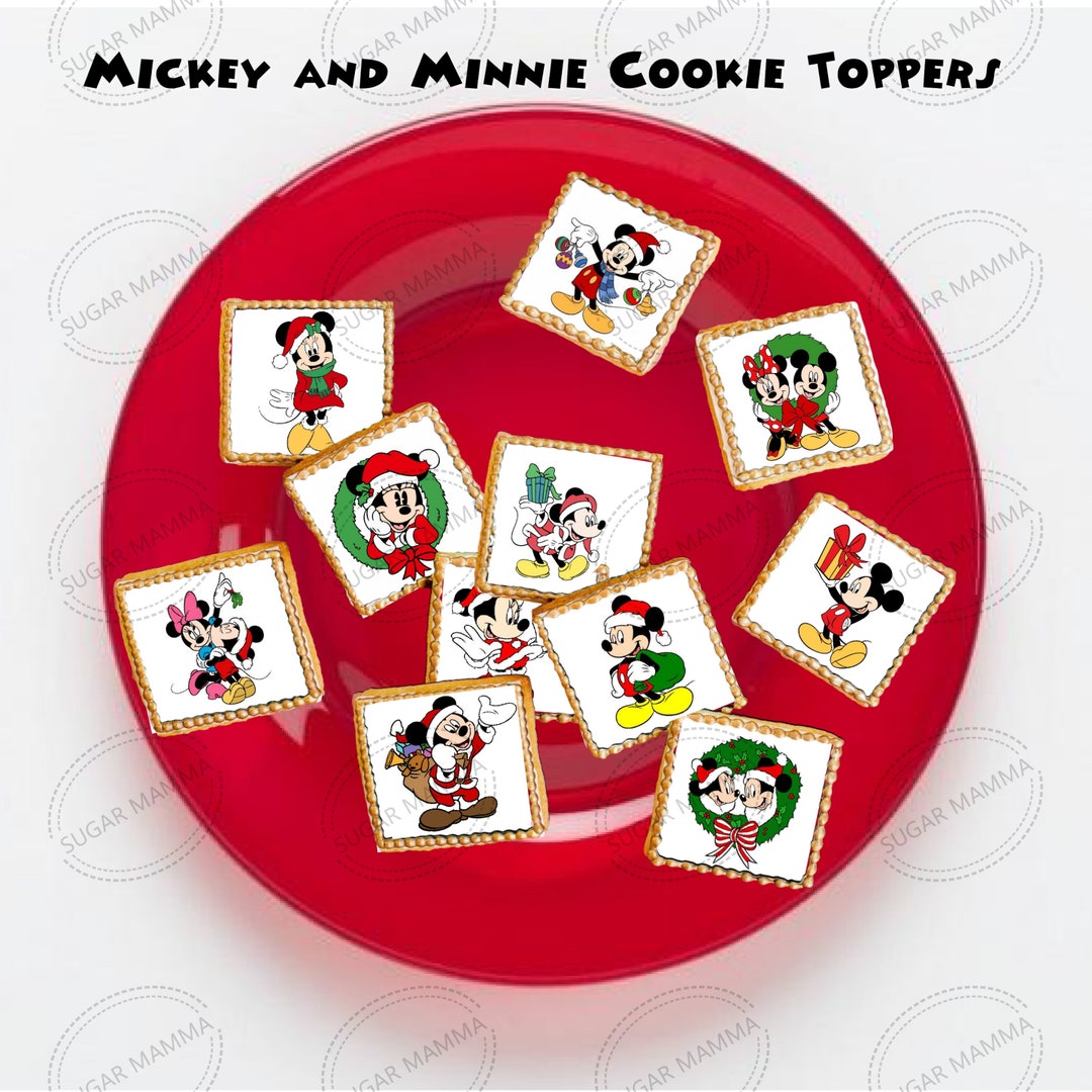 Mickey Mouse, Minnie Mouse, Christmas, Cookie Toppers Are 2.5 Square ...