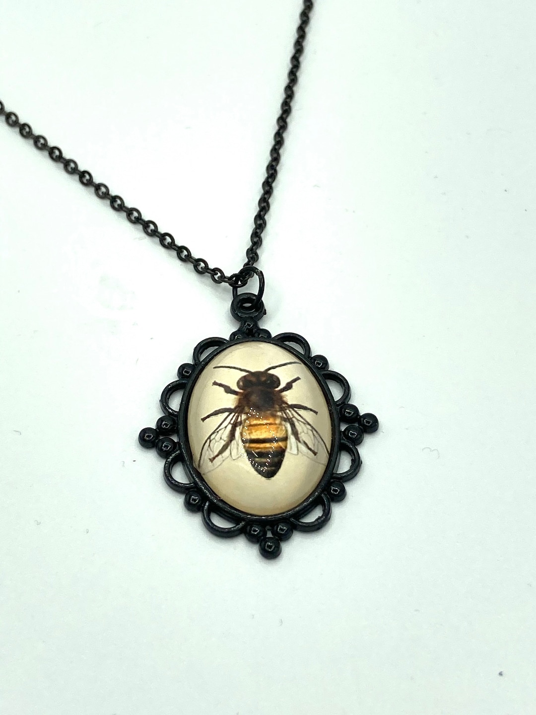 Vintage Bee Goth Pendant Necklace - Etsy