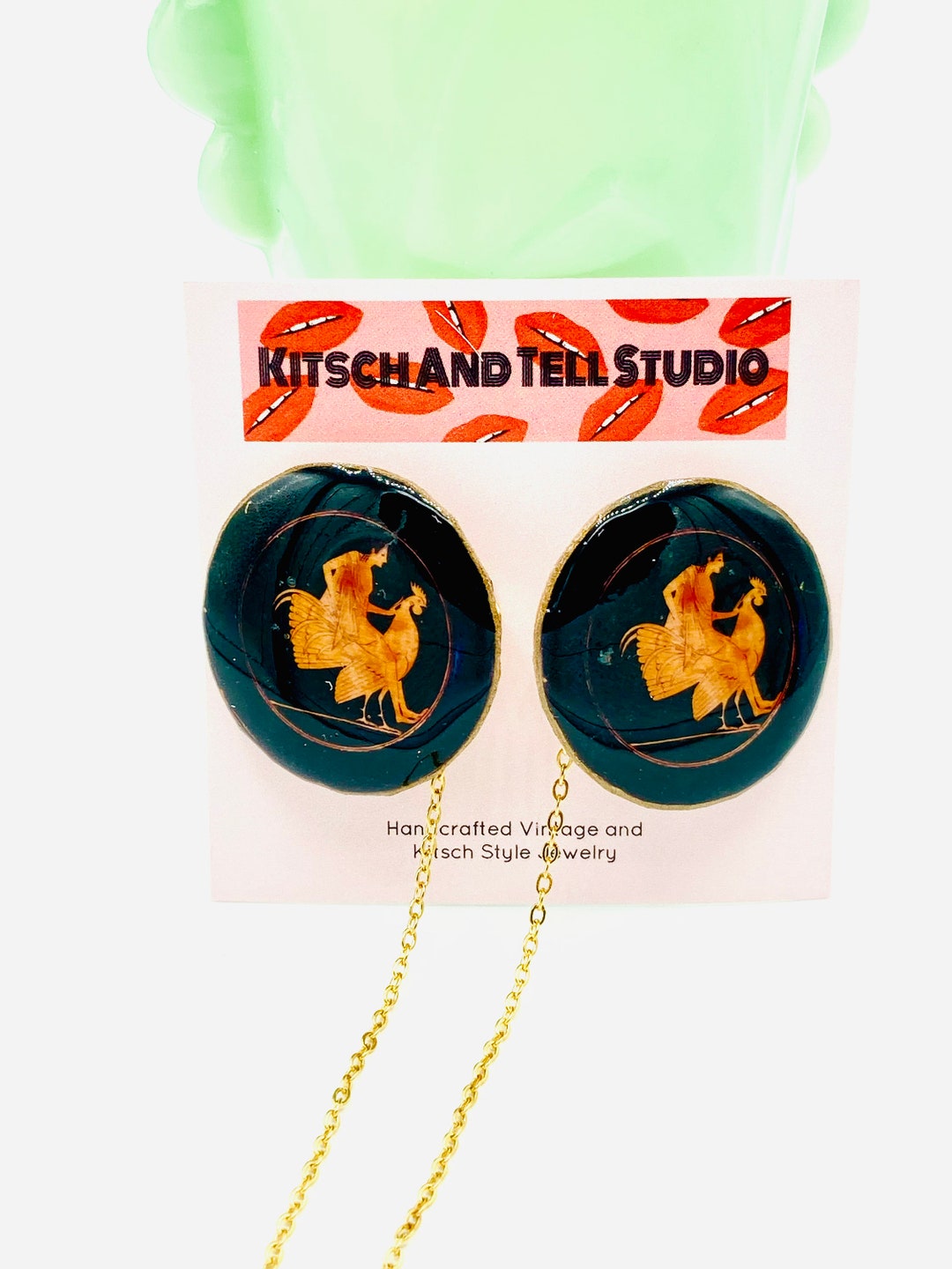 Ancient Greek Sweater Clips, Man Riding A Rooster Jewelry, Unique ...
