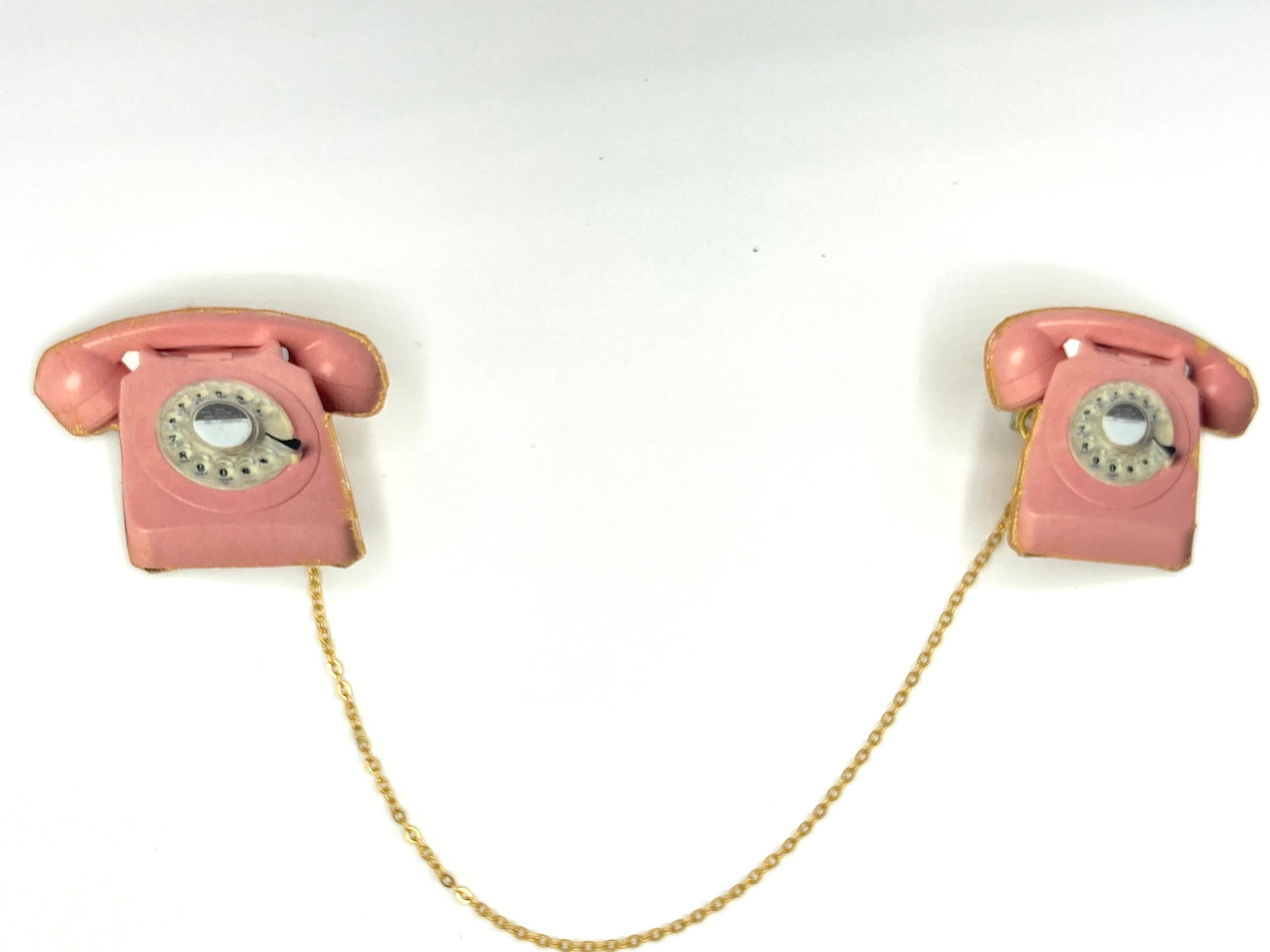 Retro Kitsch Pink Rotary Phone Sweater Clips, Sweater Guard, Campy ...