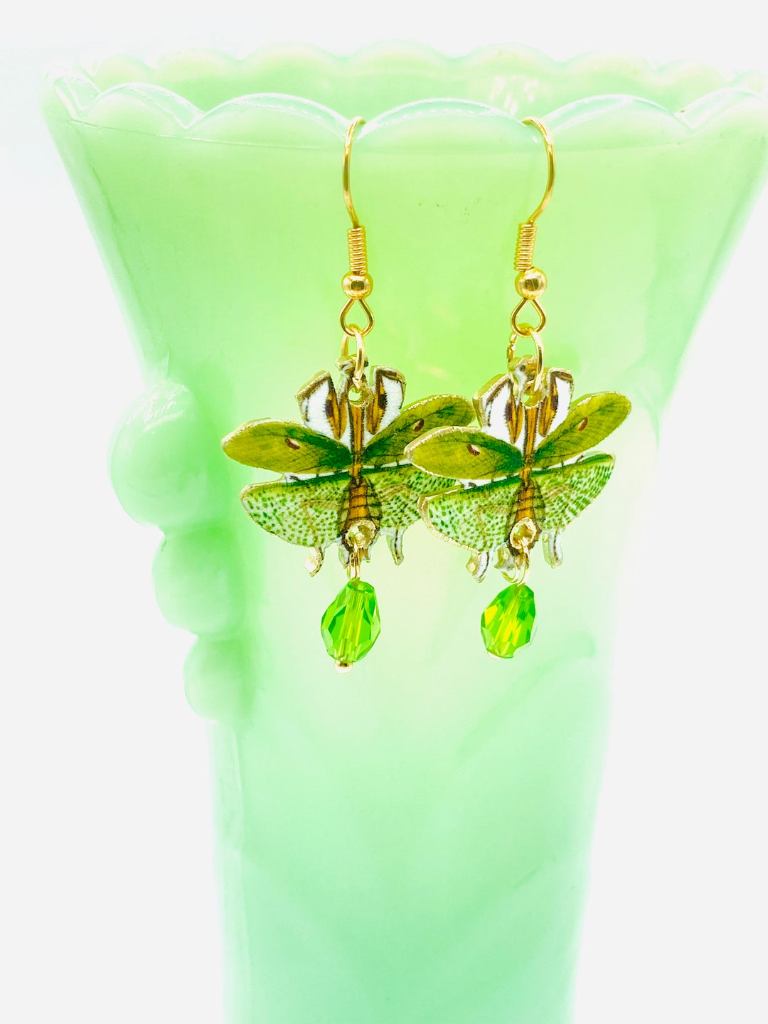 Praying Mantis Dangle Earrings, Vintage Insect Jewelry, Lightweight ...