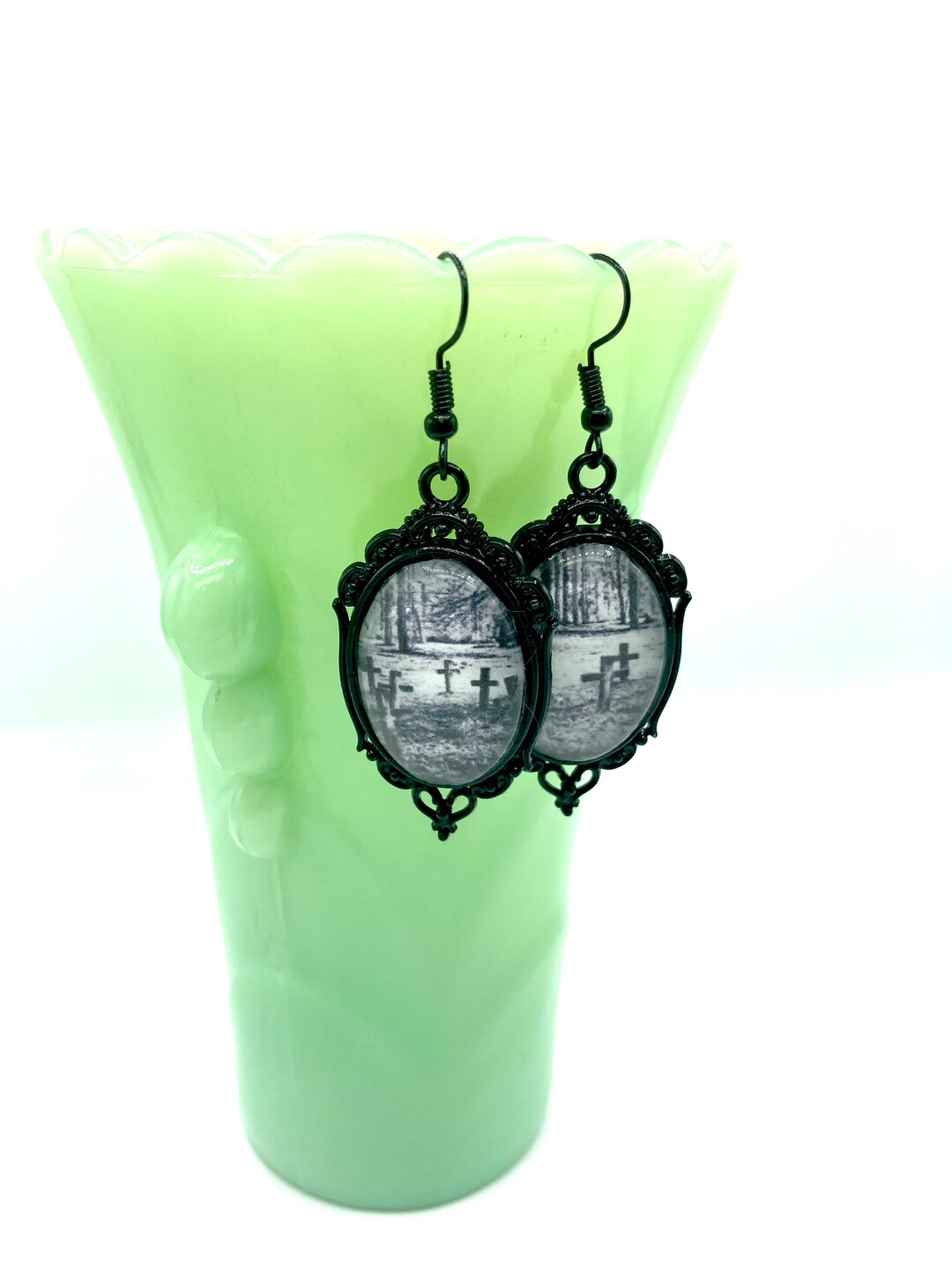 Graveyard Dangle Earrings, Creepy Halloween Jewelry, Unique Nickel Free ...