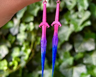 Pride Sword Earrings Aromantic Pride Handmade Hand Painted Nickel Free ...