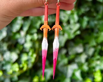 Pride Sword Earrings Bi Bisexual Handmade Hand Painted Nickel Free for ...