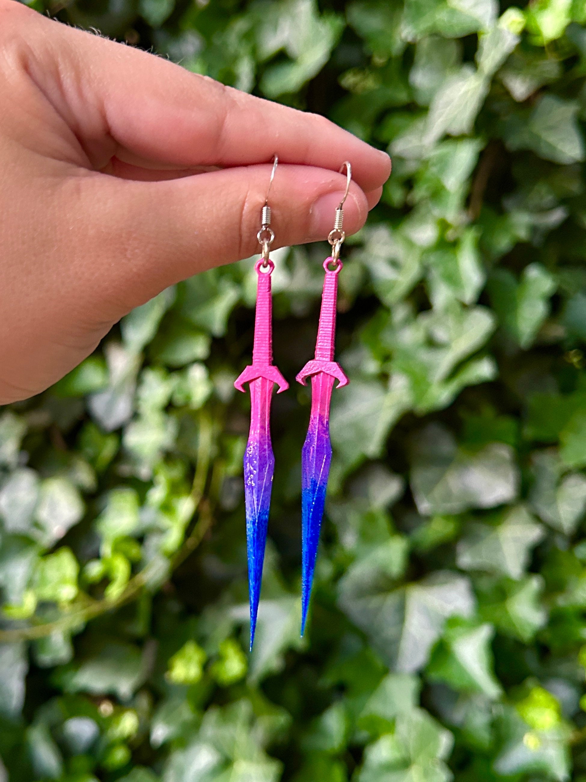 Pride Sword Earrings Bi Bisexual Handmade Hand Painted Nickel Free for ...