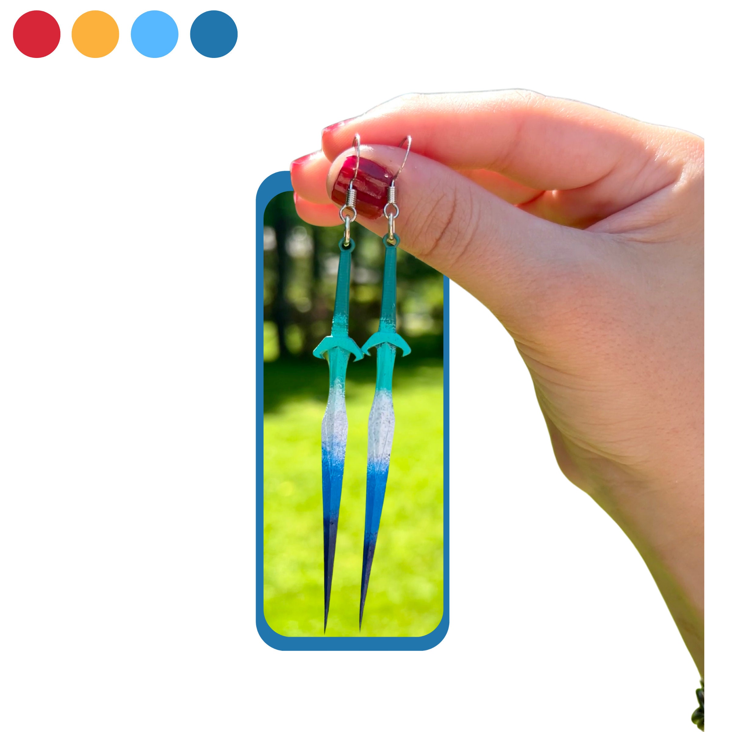 Pride Sword Earrings Gay MLM Pride Handmade Hand Painted Nickel Free ...