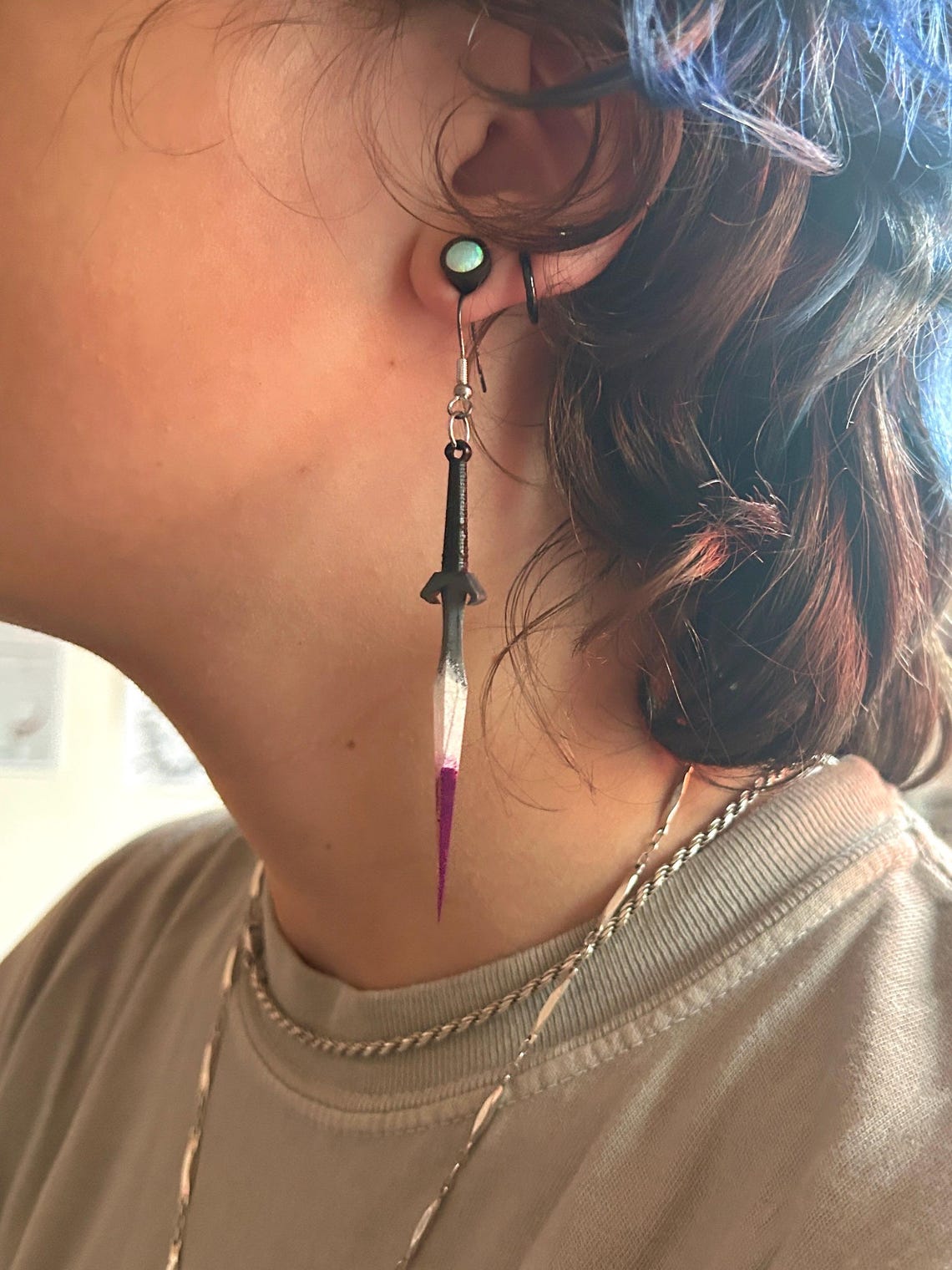 Pride Sword Earrings Ace Asexual Pride Handmade Hand Painted Nickel ...