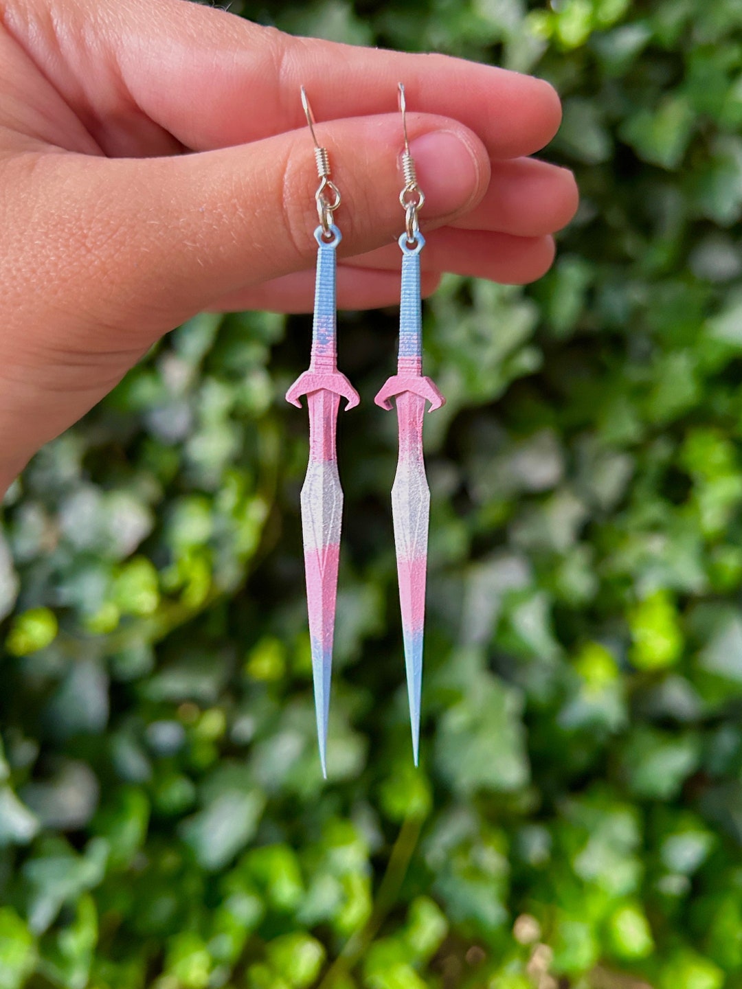 Trans Pride Sword Earrings Handmade Hand Painted Nickel Free for Ren ...