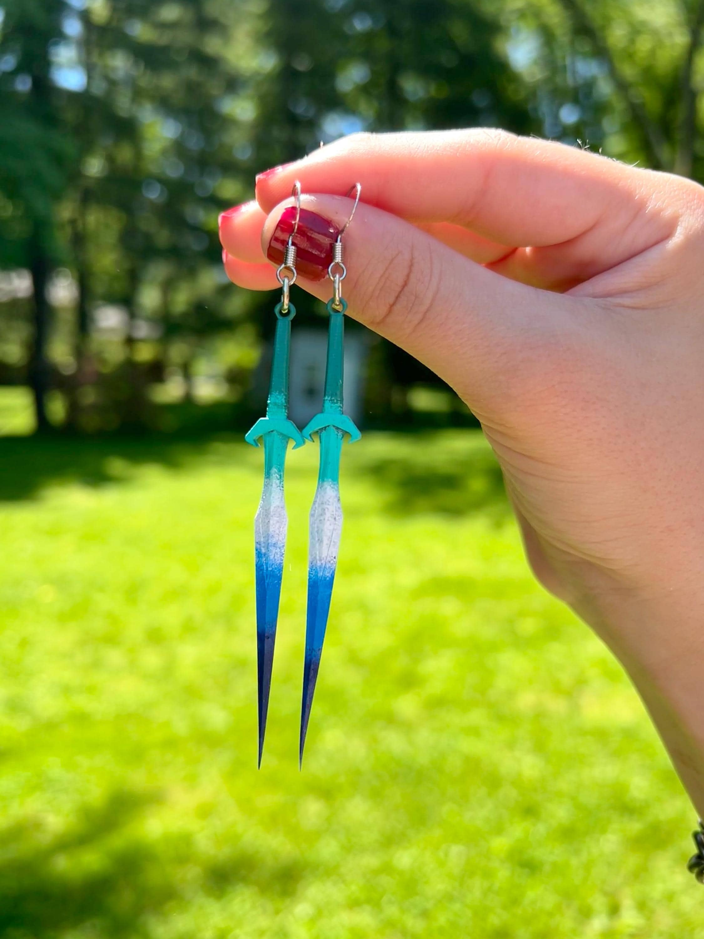 Pride Sword Earrings Gay MLM Pride Handmade Hand Painted Nickel Free ...