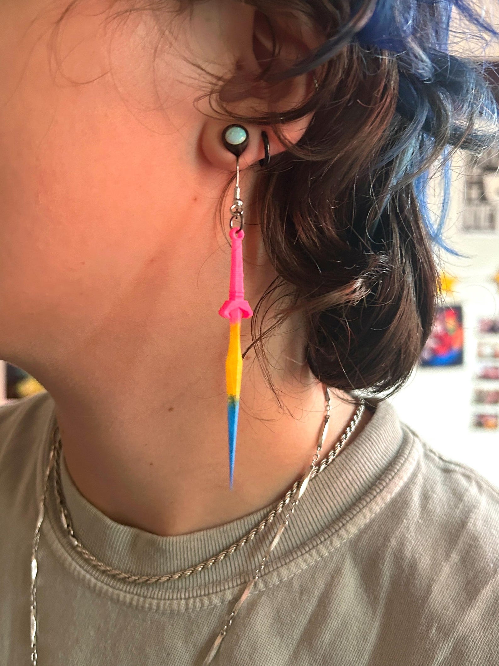 Pride Sword Earrings Pan Pansexual Pride Handmade Hand Painted Nickel ...