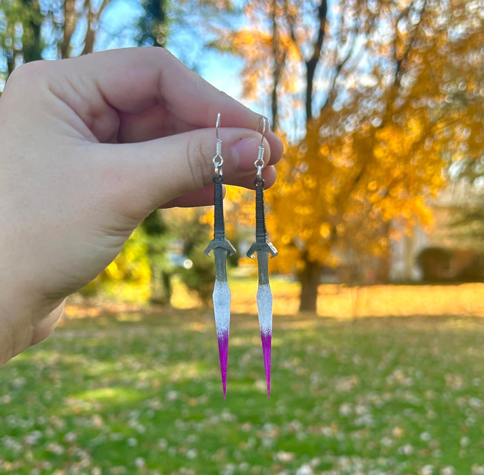 Pride Sword Earrings Ace Asexual Pride Handmade Hand Painted Nickel ...