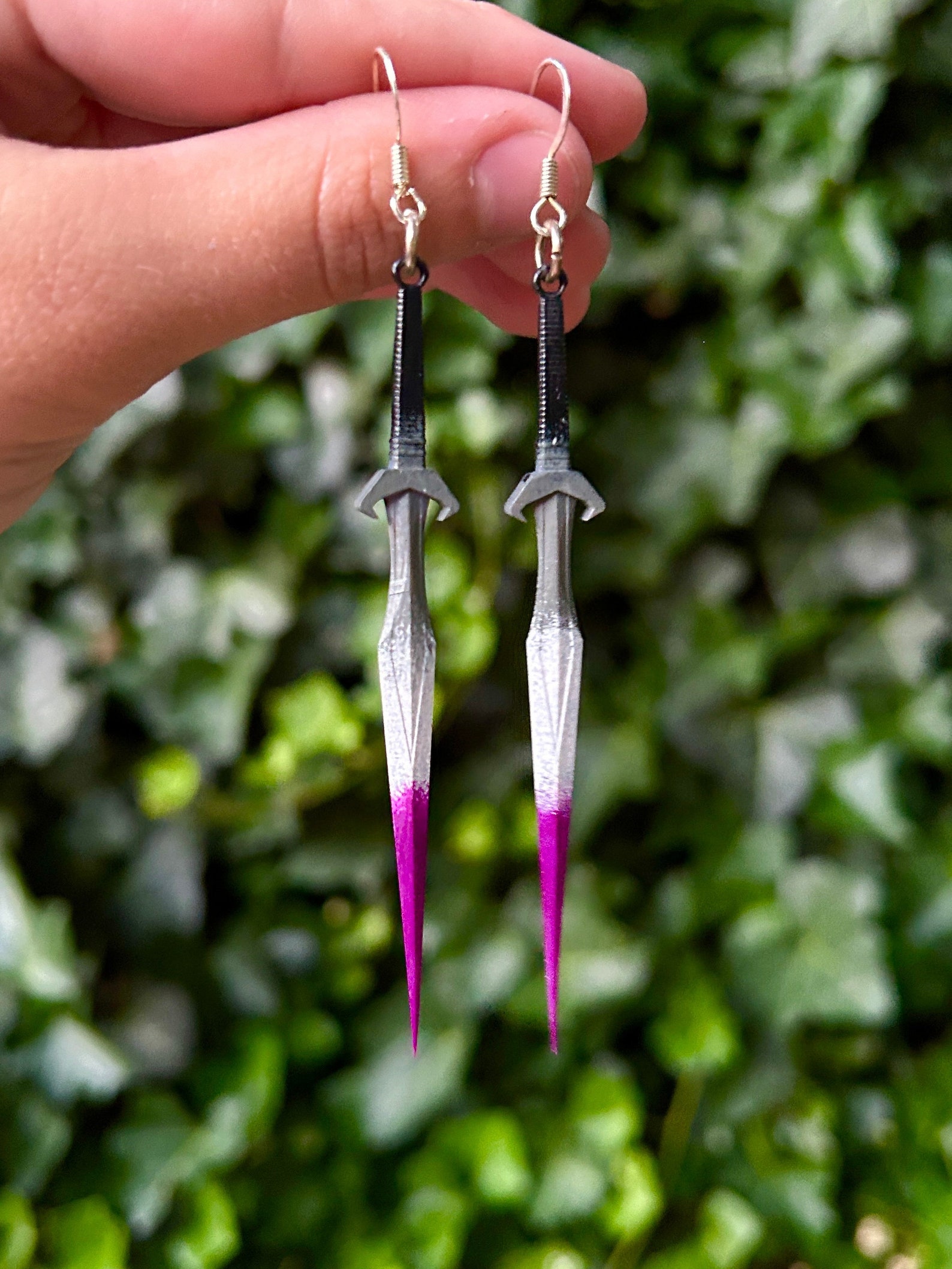 Pride Sword Earrings Ace Asexual Pride Handmade Hand Painted Nickel ...