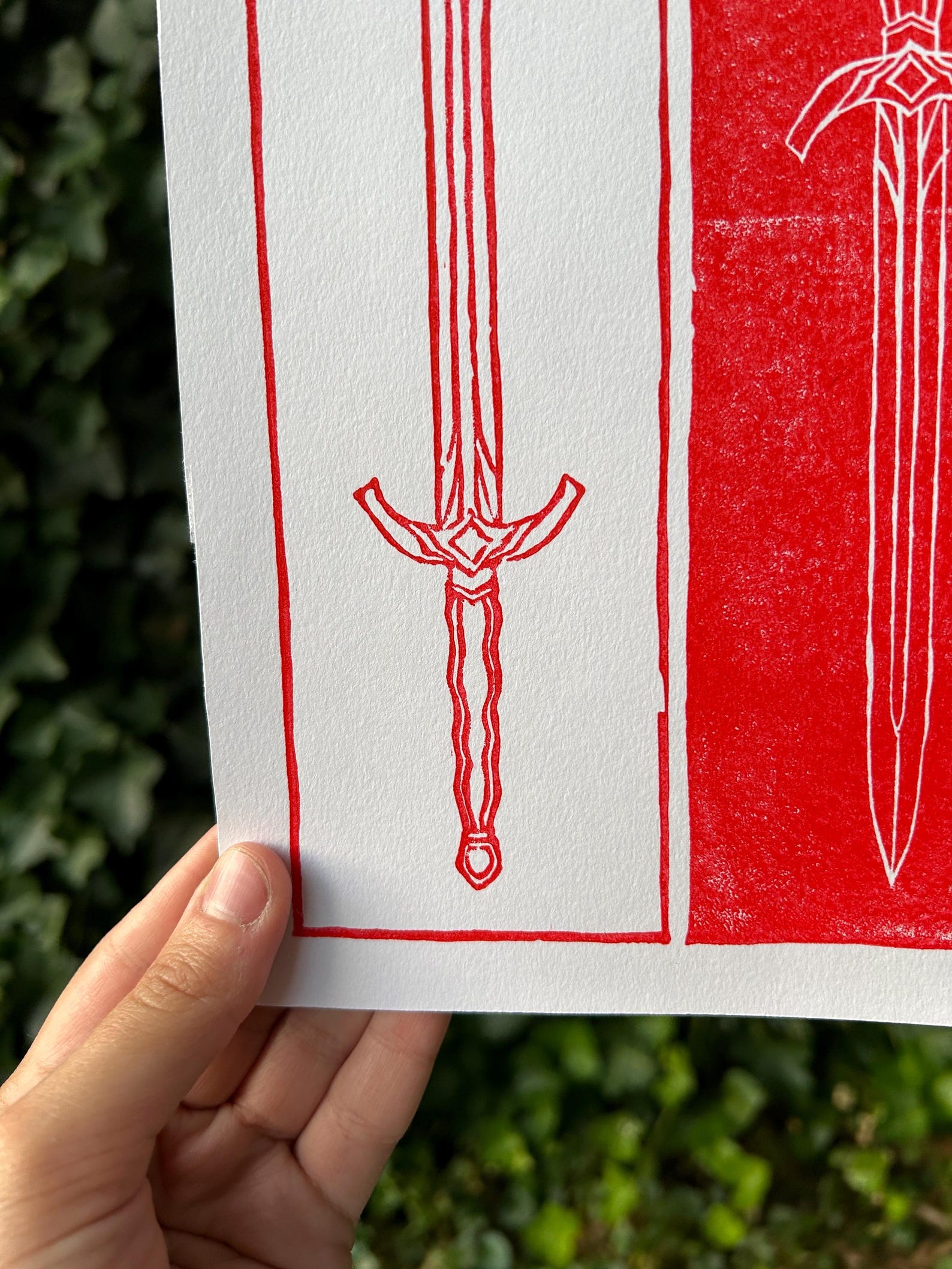 Sword Linocut Print Black and White Original Design 9x6in Fantasy Print ...