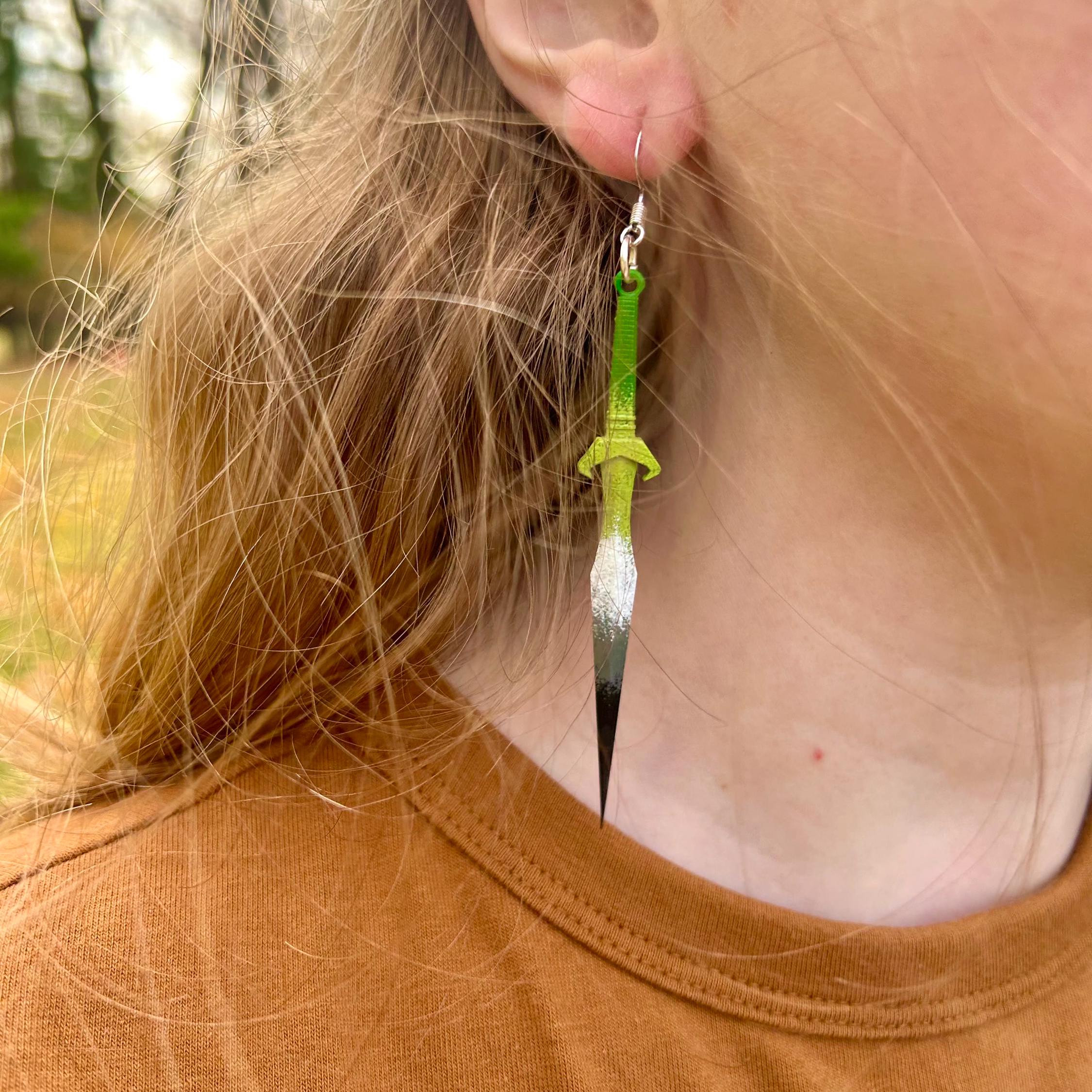 Pride Sword Earrings Aromantic Pride Handmade Hand Painted Nickel Free ...