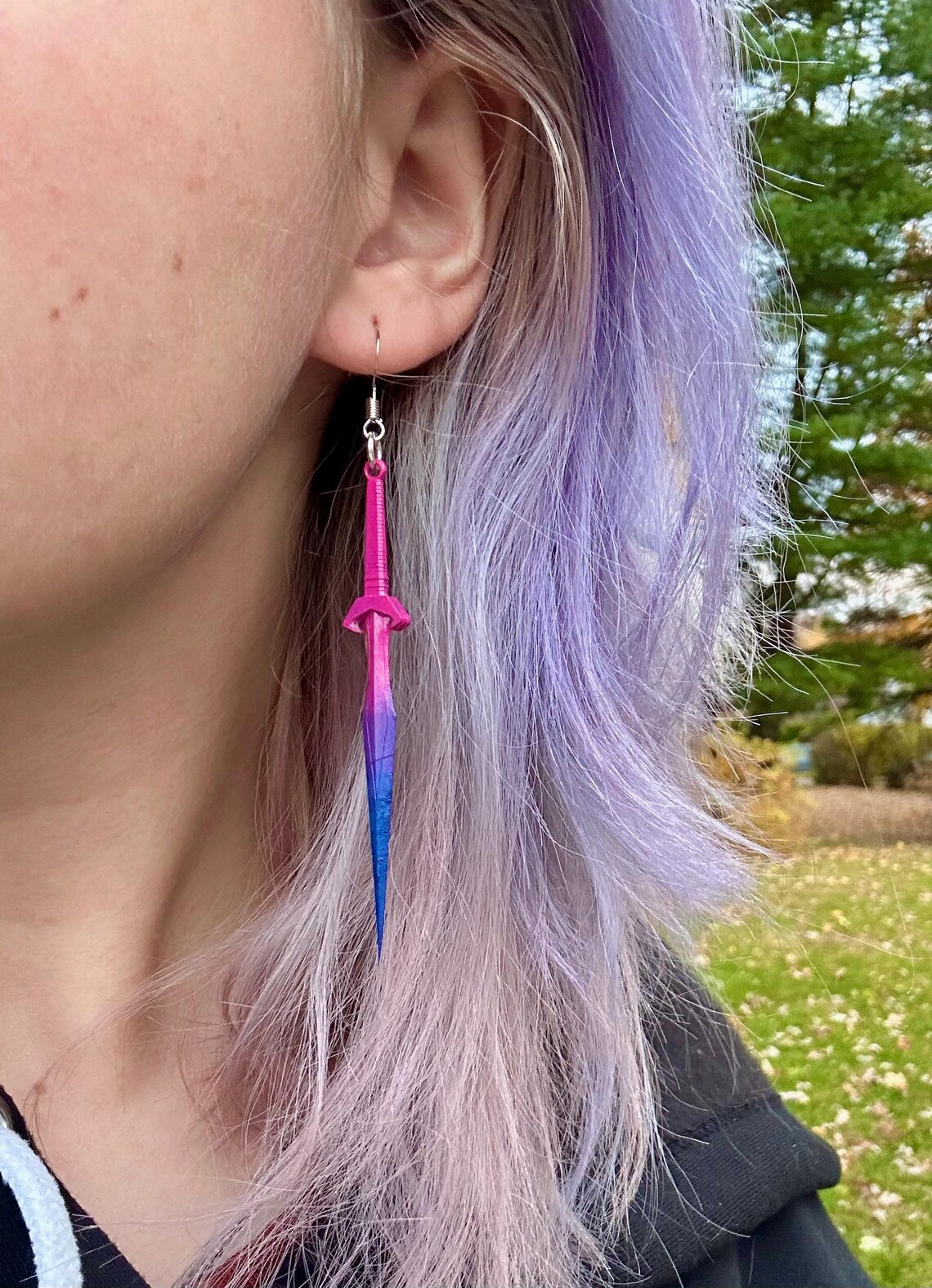 Pride Sword Earrings Bi Bisexual Handmade Hand Painted Nickel Free for ...