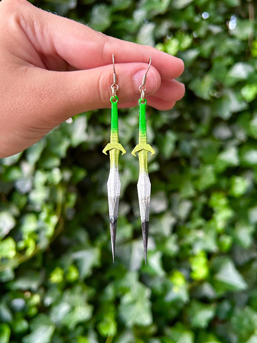 Pride Sword Earrings Aromantic Pride Handmade Hand Painted Nickel Free ...