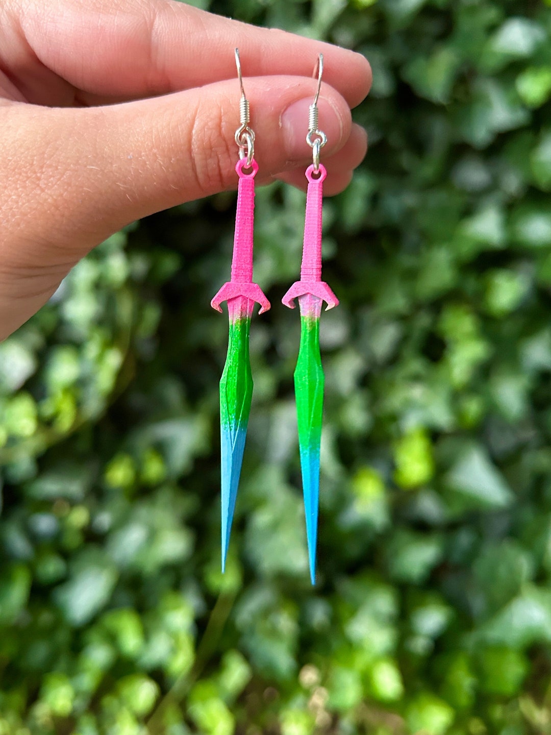Pride Sword Earrings Polysexual Pride Handmade Hand Painted Nickel Free ...