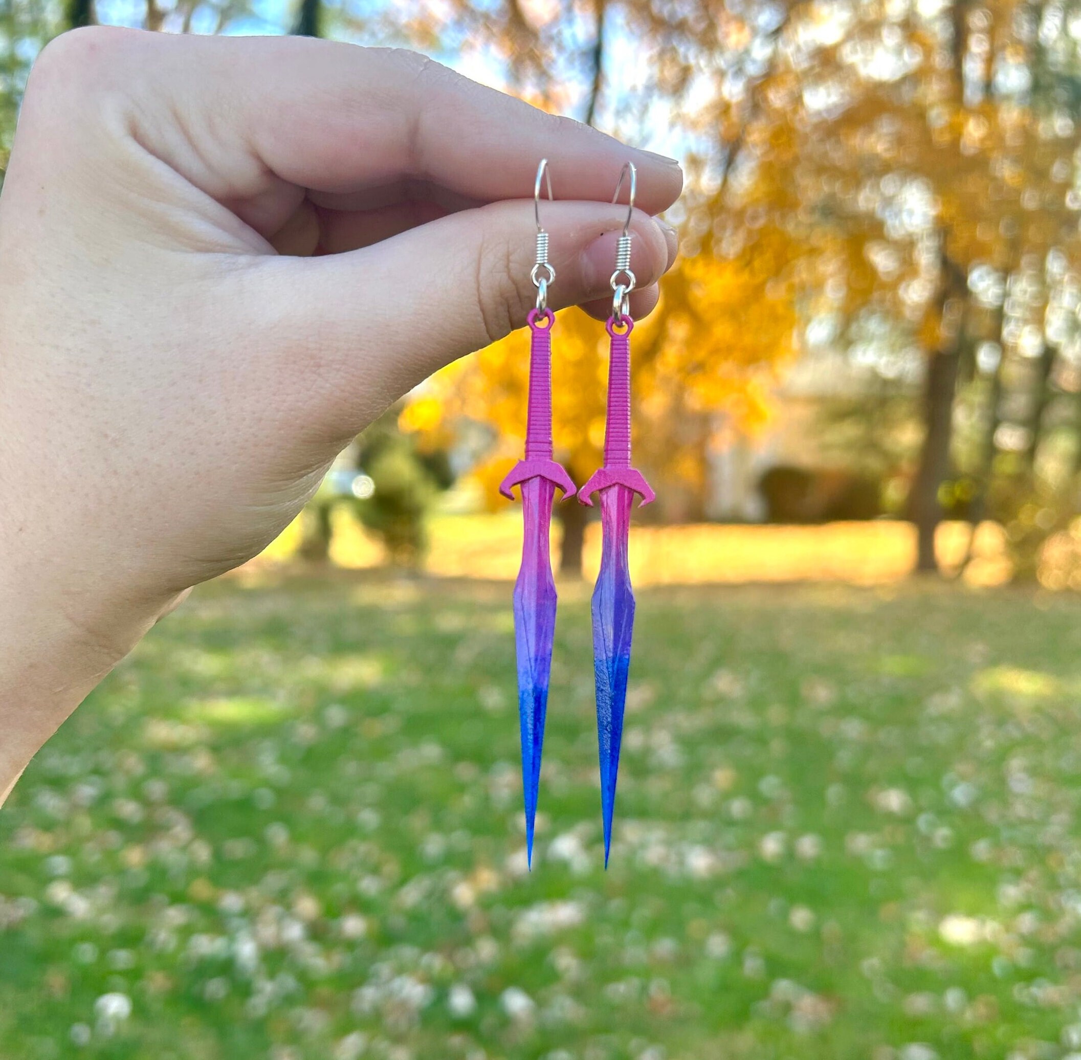 Pride Sword Earrings Bi Bisexual Handmade Hand Painted Nickel Free for ...