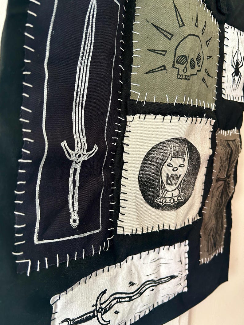 Punk Patch Tote Bag Handmade Linocut Alternative Bag - Etsy