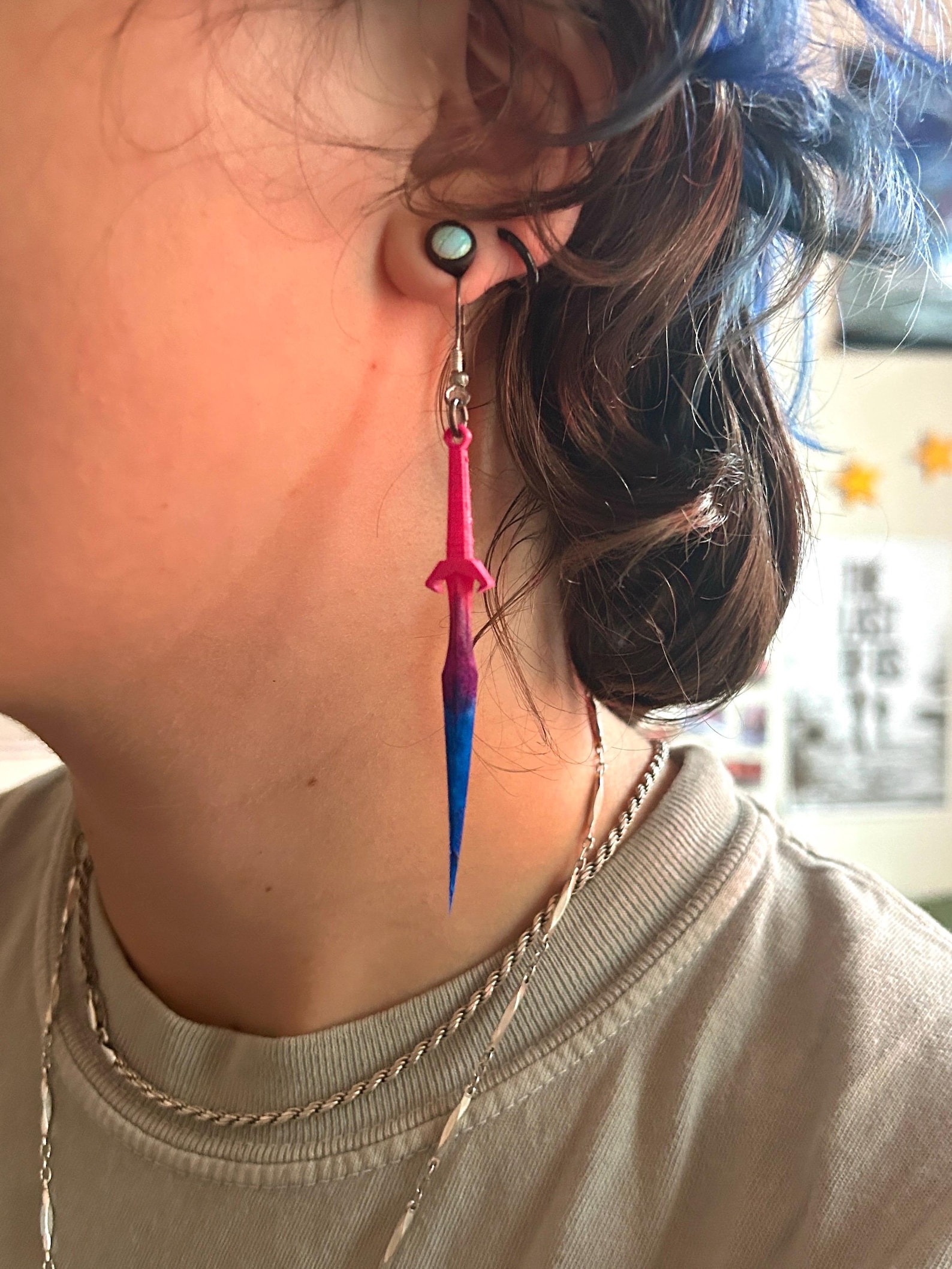 Pride Sword Earrings Bi Bisexual Handmade Hand Painted Nickel Free for ...