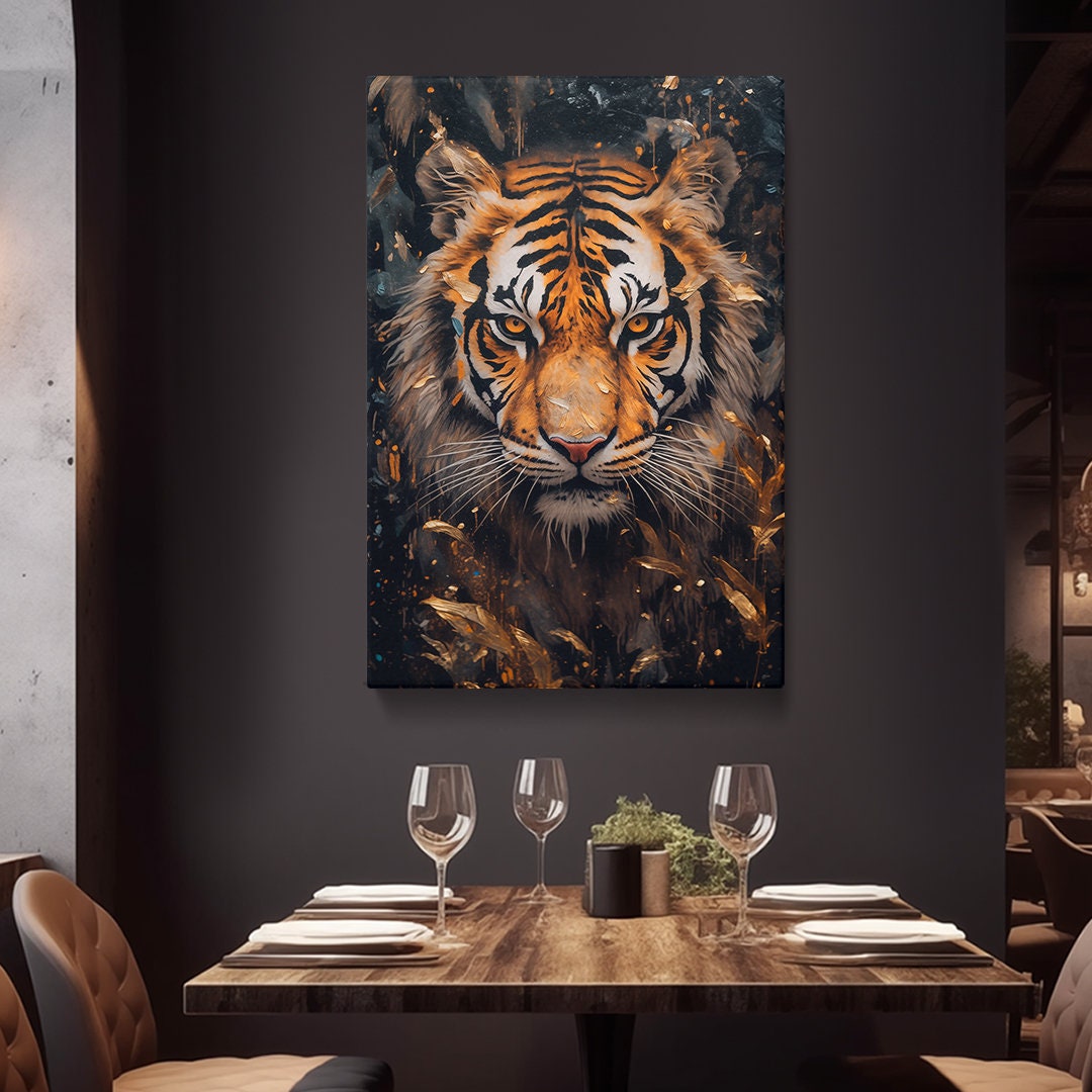 Tiger Wall Art, Animal Canvas Print, Intense Staring Tiger Canvas Art ...
