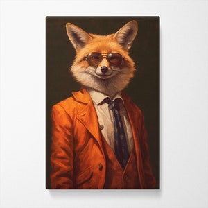 Dapper Fox in Orange Suit Canvas Print, Stylish Wall Art for Living ...
