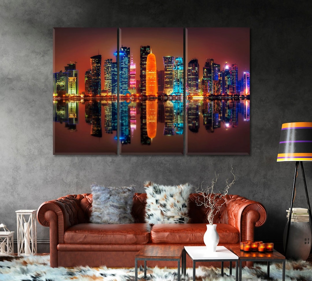 Doha Skyline Art Canvas Wall Decor Qatar Fine Art Photography Giclee ...