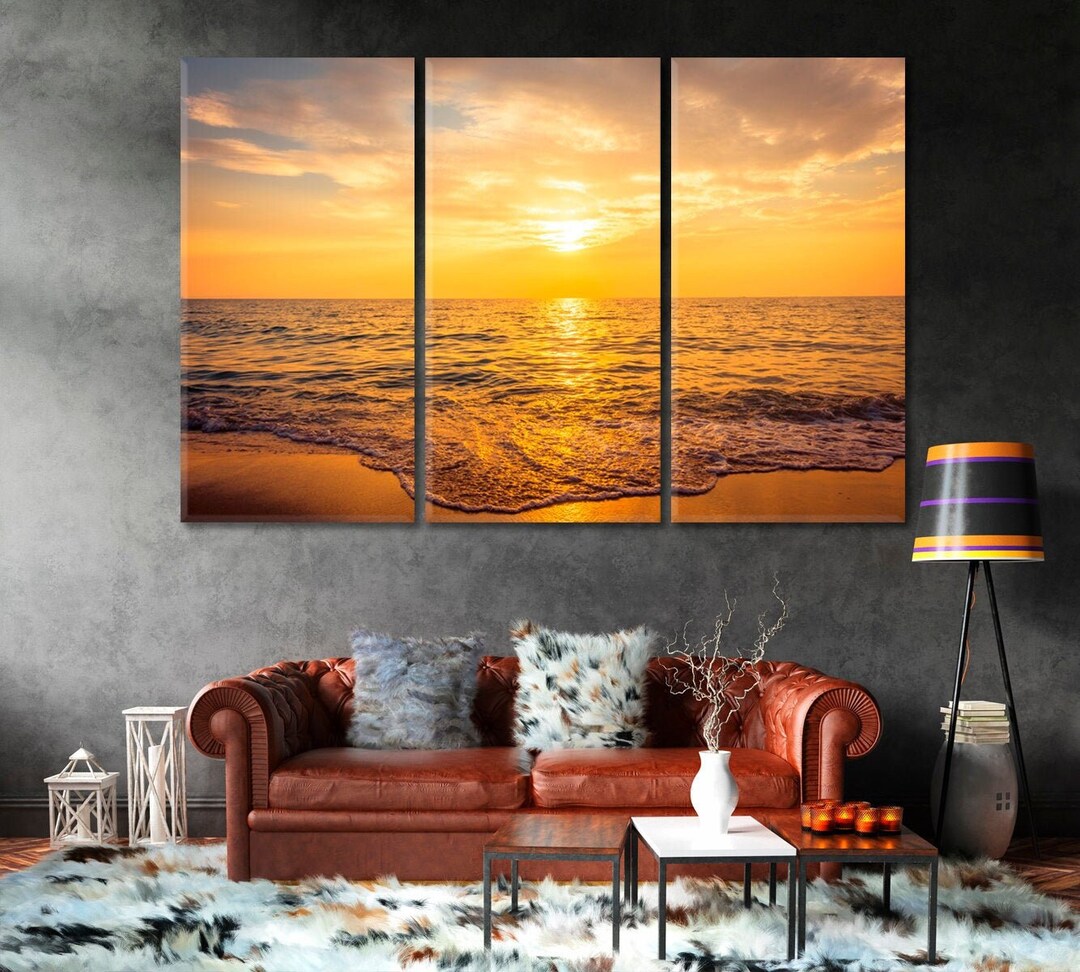 Beautiful Sunset Canvas Art Print, Ocean Canvas Prints Wall Art Decor ...