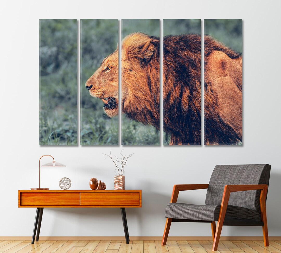 Wild Roaring Lion Room Wall Decor Lion Canvas Art Lion Poster Decor ...