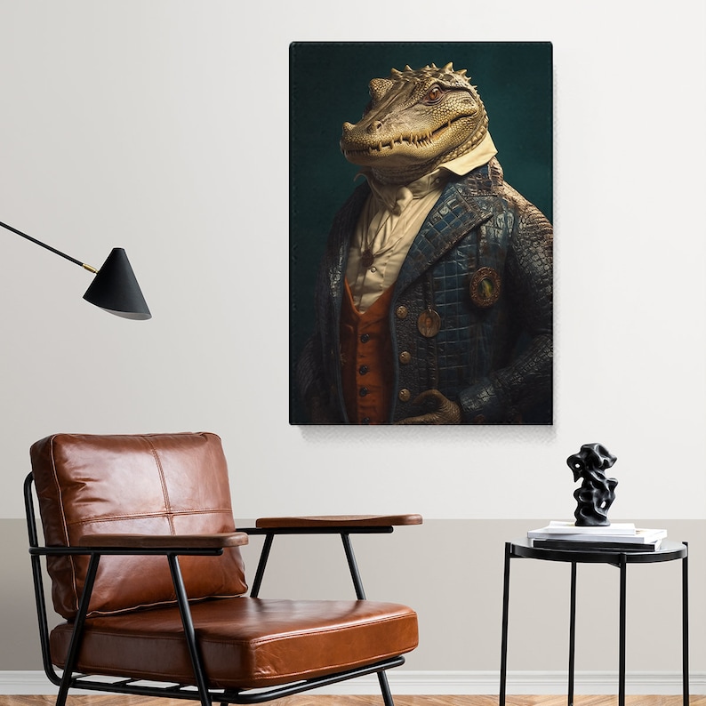 Alligator in Regal Suit Canvas Print, Elegant Wall Art for Living Room ...