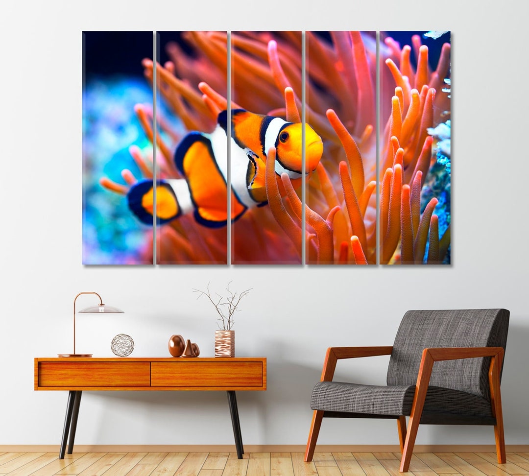 Clownfish Wall Art Print Clownfish Canvas Home Decor Underwater Life ...