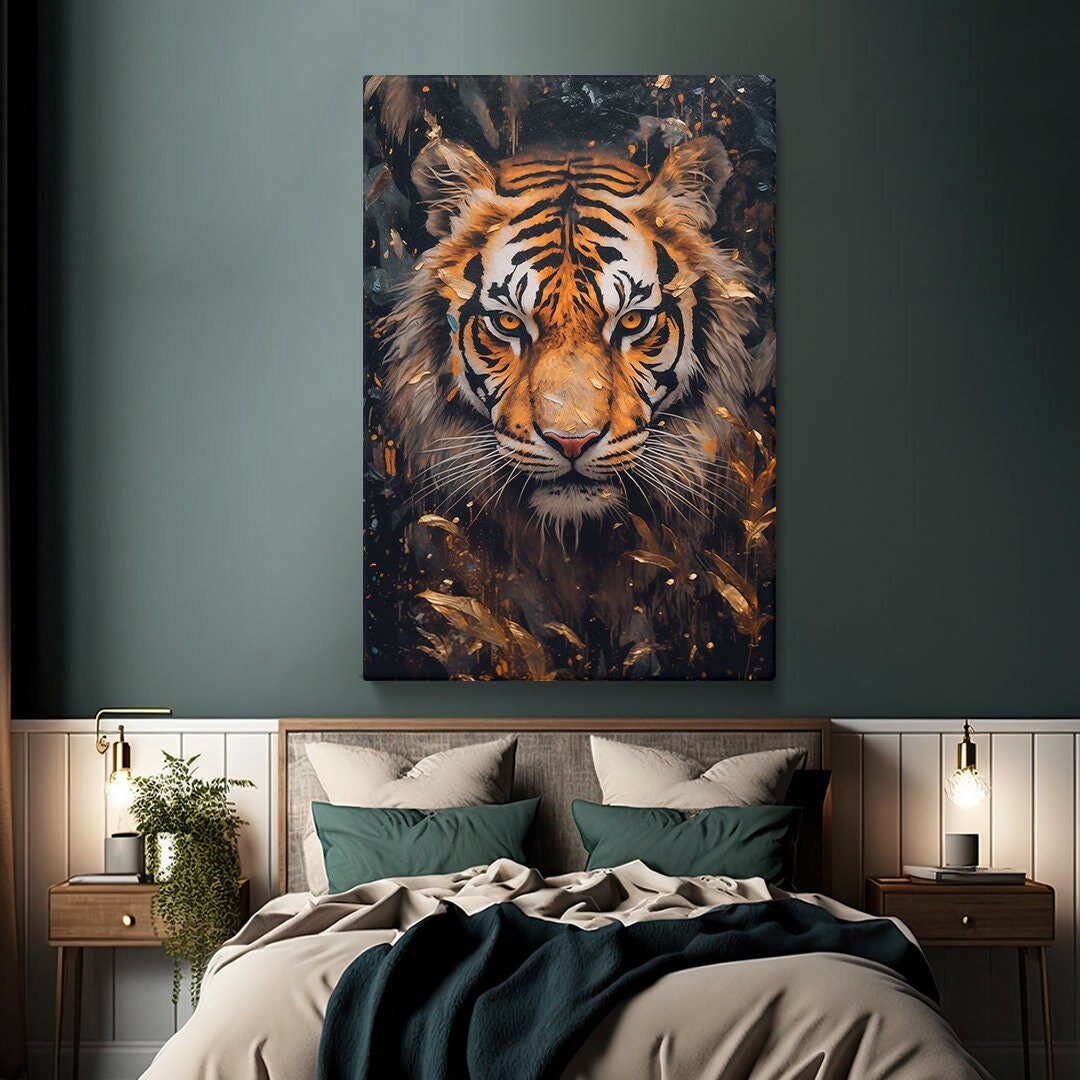 Tiger Wall Art, Animal Canvas Print, Intense Staring Tiger Canvas Art ...