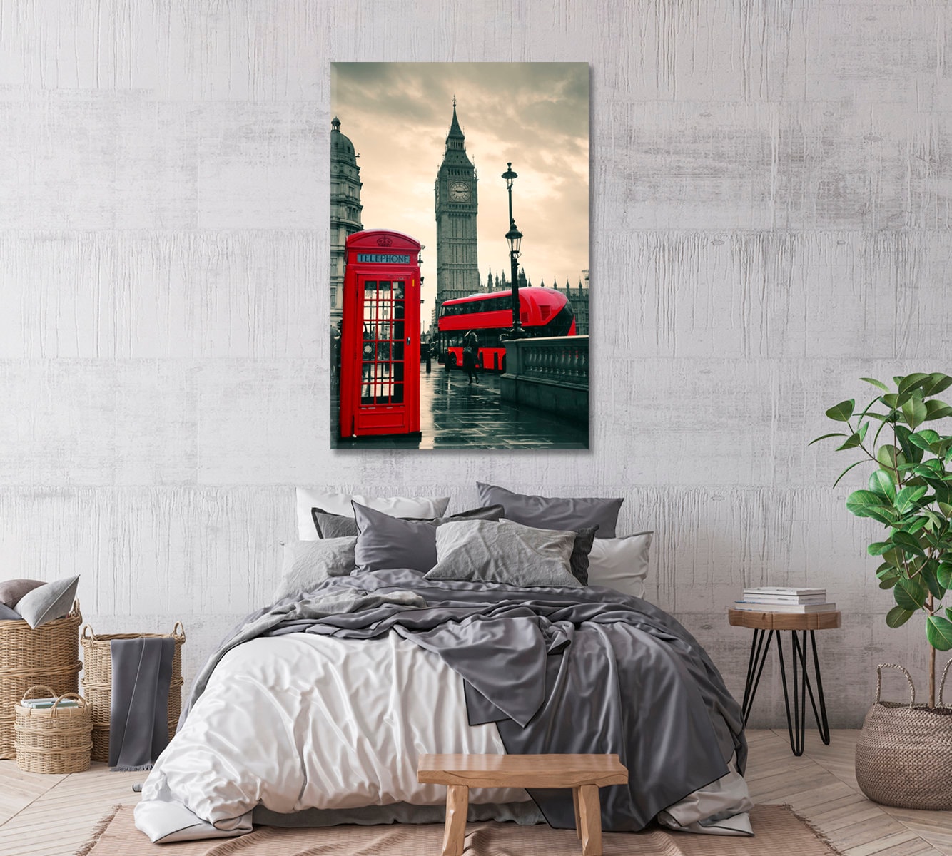 London Red Telephone Box Art Print / London Street Scene Wall Decor ...