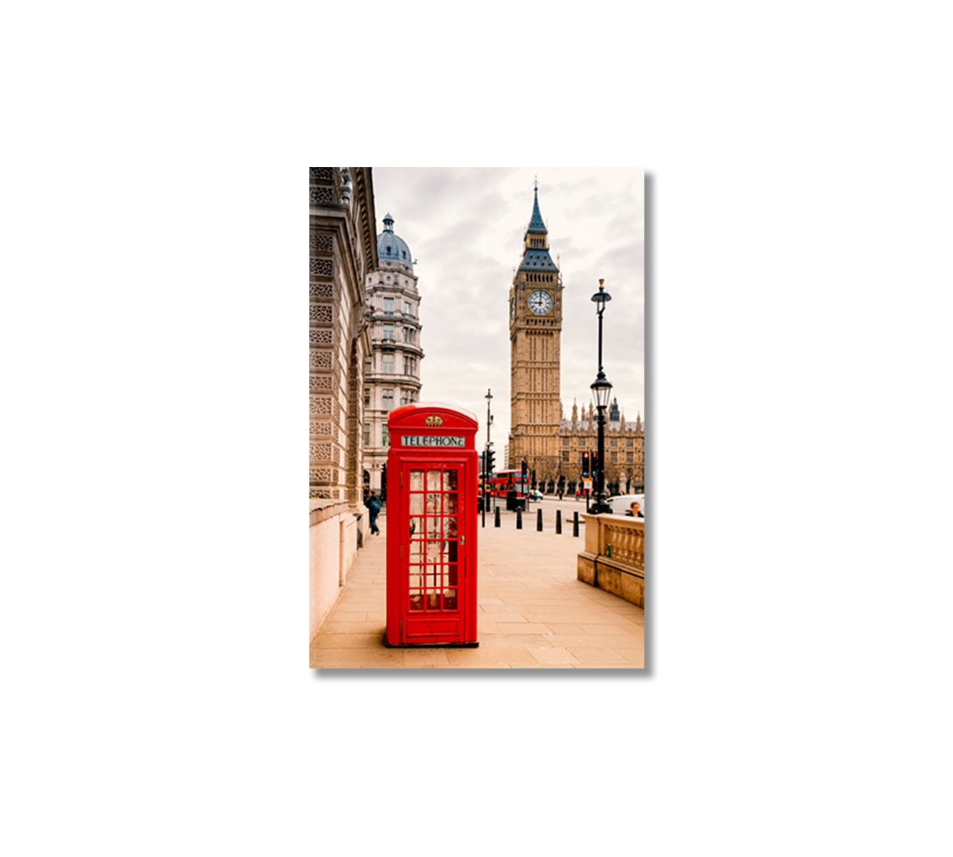 British Telephone Box Canvas Print London Cityscape With Red Phone ...