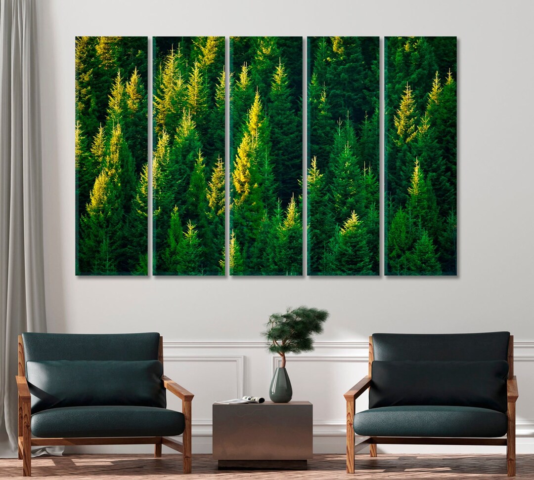 Wall Decor for Living Room, Forest Panels Canvas Ready to Hang, Forest ...