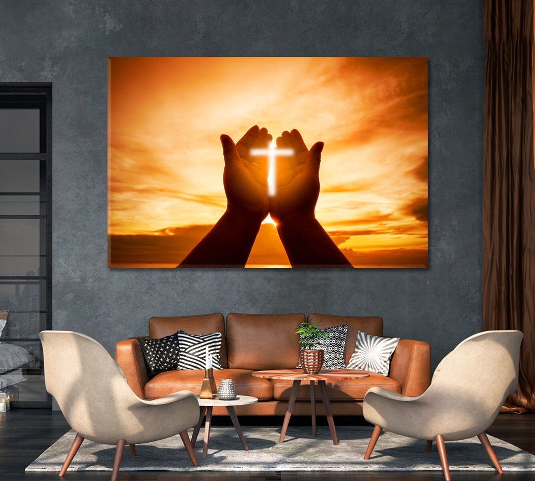 Christian Human Hands With Cross 5 Panels Canvas Ready to Hang - Etsy