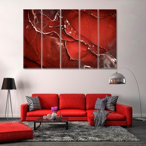 Red Abstract Canvas for Home Wall Art Decor, Colorful Modern Artwork ...