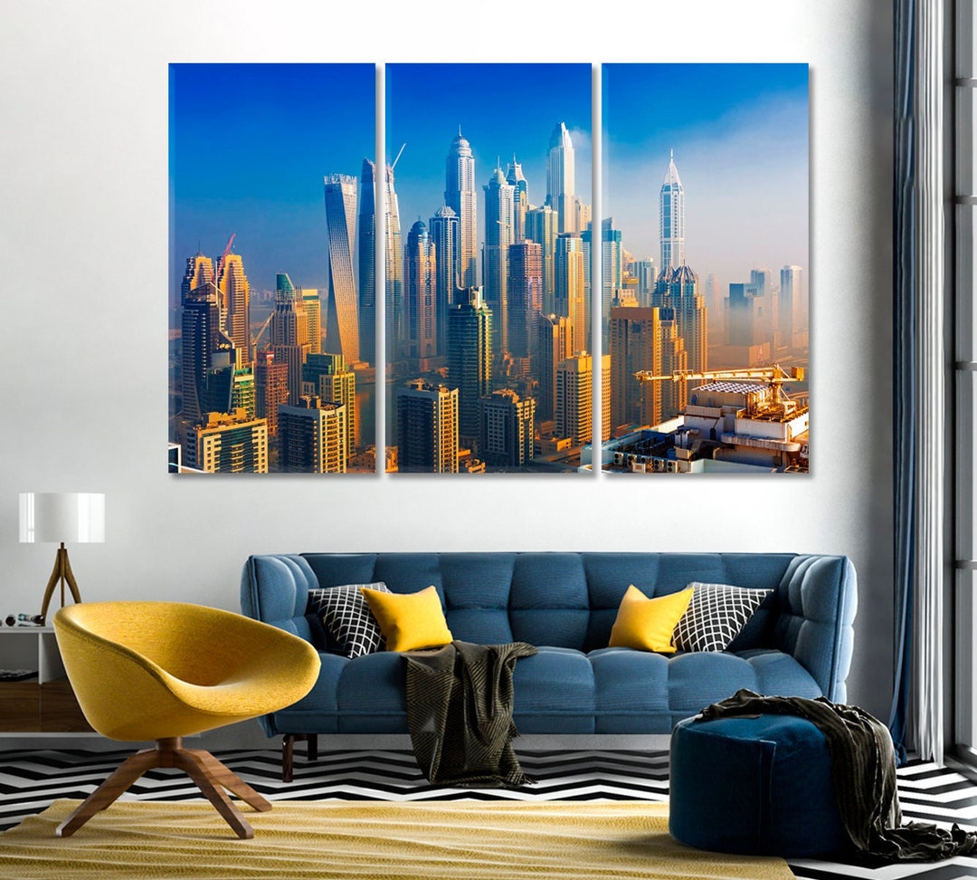 Dubai Marina Skyline Wall Art Dubai Canvas Art Print for Wall ...