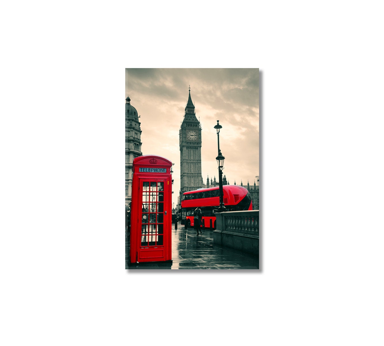 London Red Telephone Box Art Print / London Street Scene Wall Decor ...