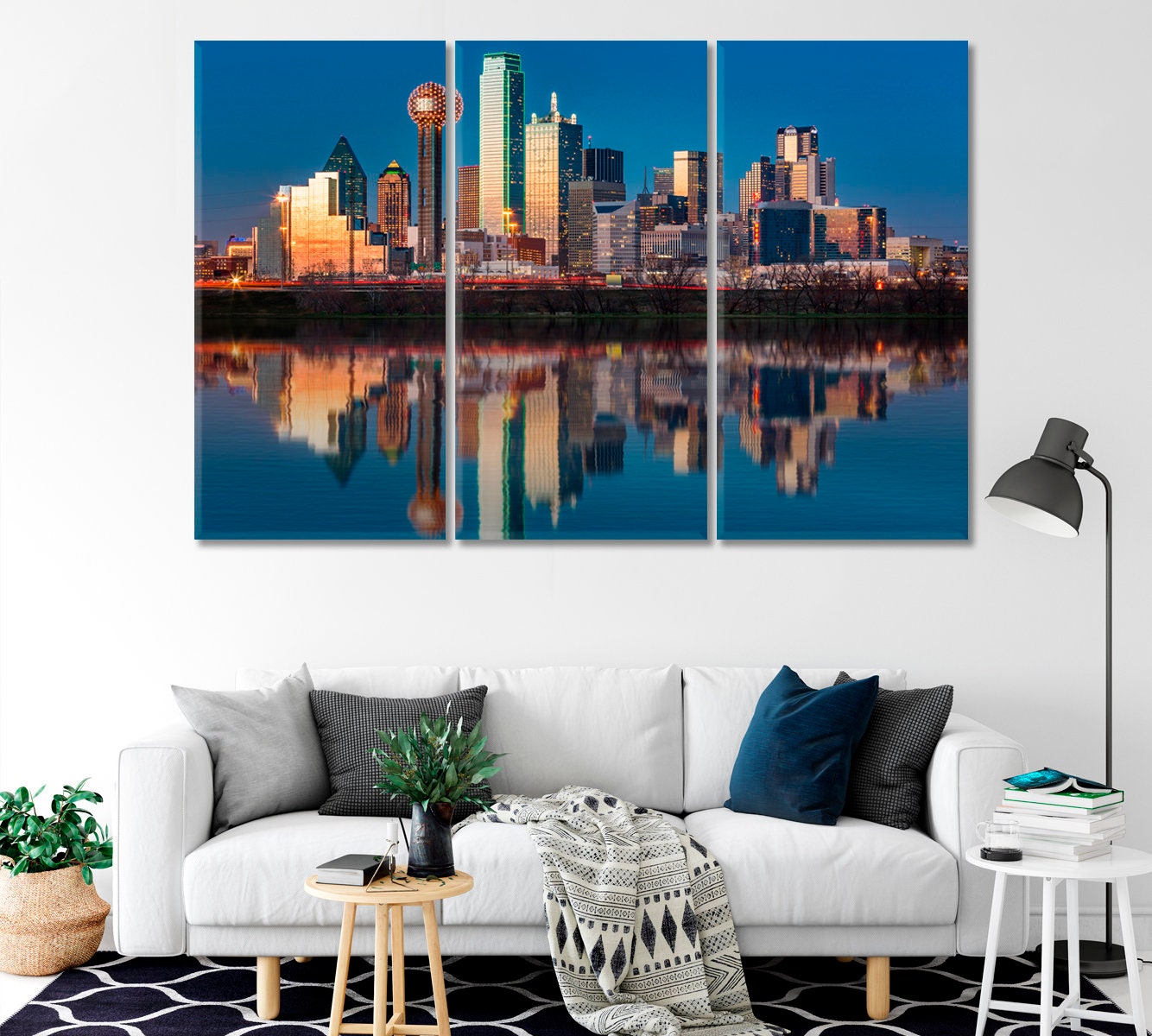 Impression d'art sur toile Dallas Skyline, décoration d'art murale sur ...