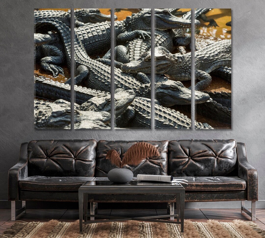 Alligators Canvas Wall Art Alligator Man Cave Wall Decor Alligator ...