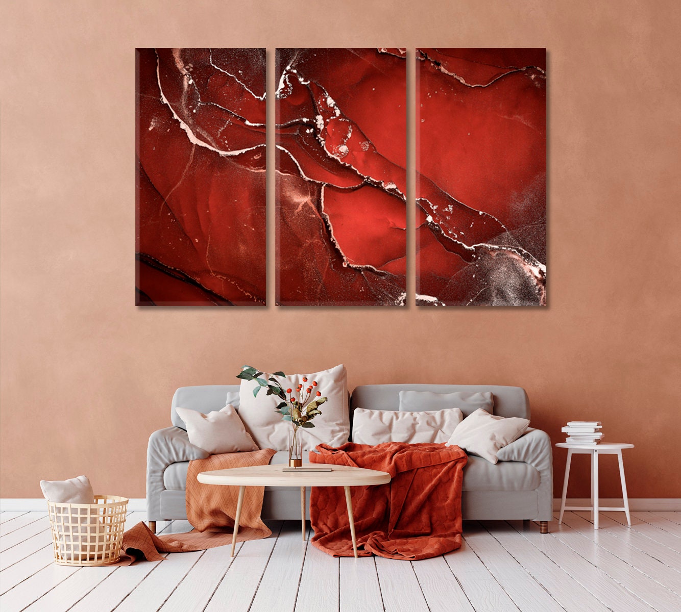 Red Abstract Canvas for Home Wall Art Decor, Colorful Modern Artwork ...