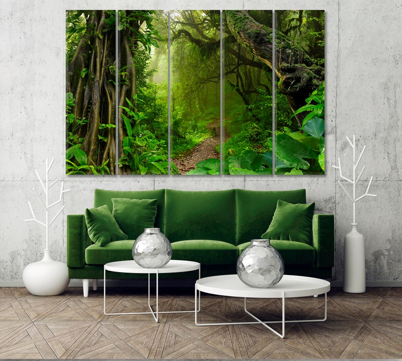 Asian Tropical Jungle Canvas Wall Art Print, Rainforest Canvas Home ...