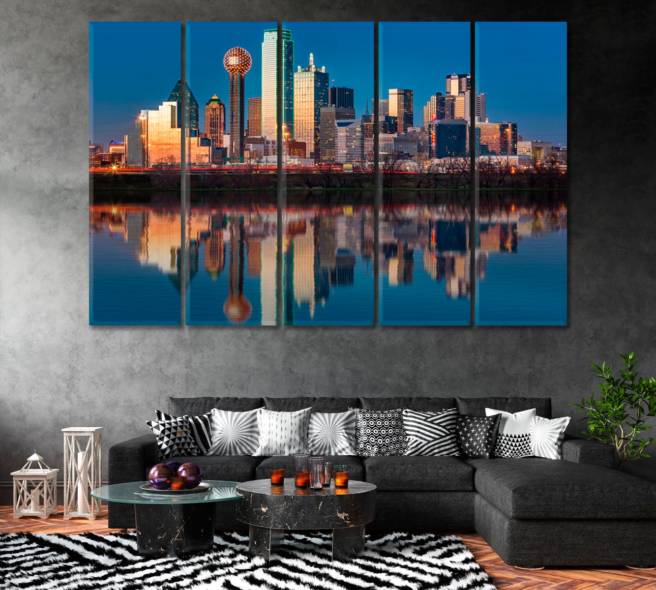 Impression d'art sur toile Dallas Skyline, décoration d'art murale sur ...