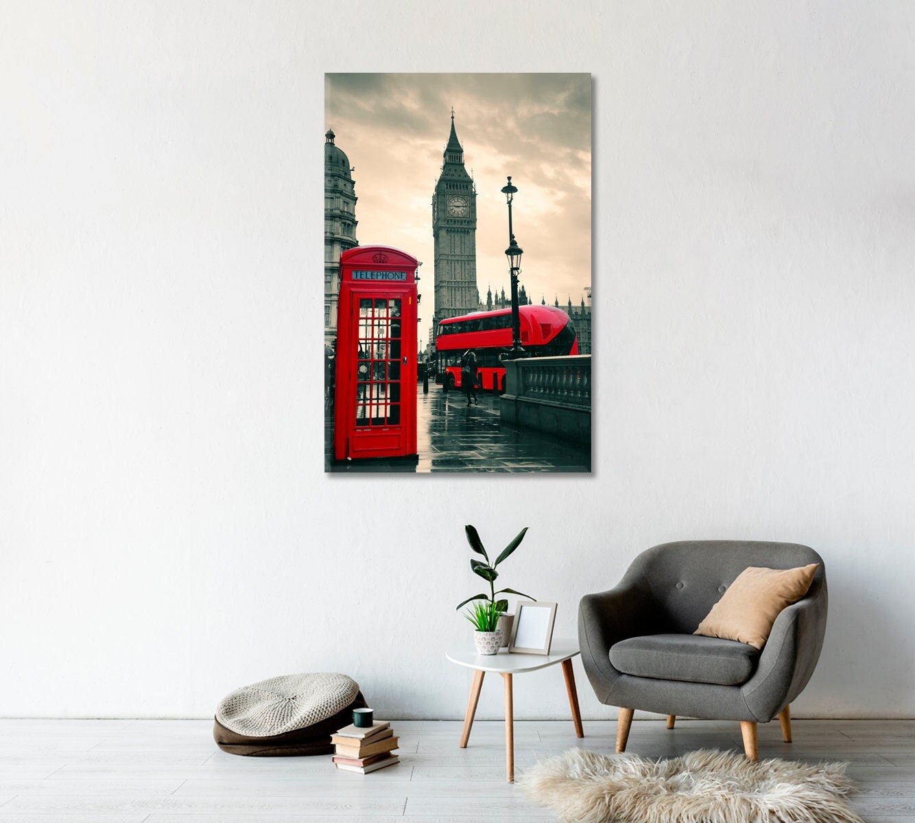 London Red Telephone Box Art Print / London Street Scene Wall Decor ...