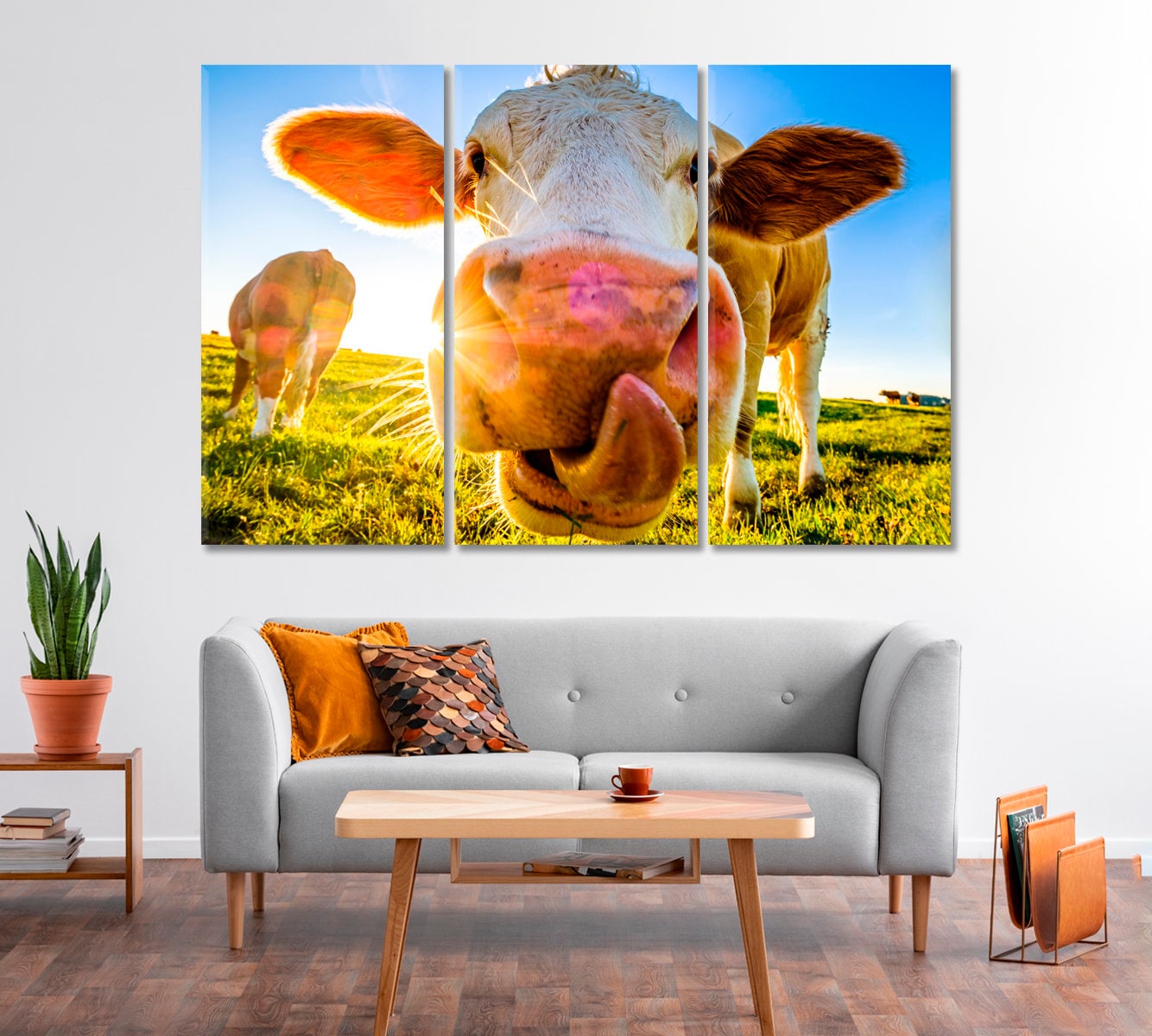 Cute Cow Farmhouse Wall Art Decor Cow Canvas Print Home Interior - Etsy