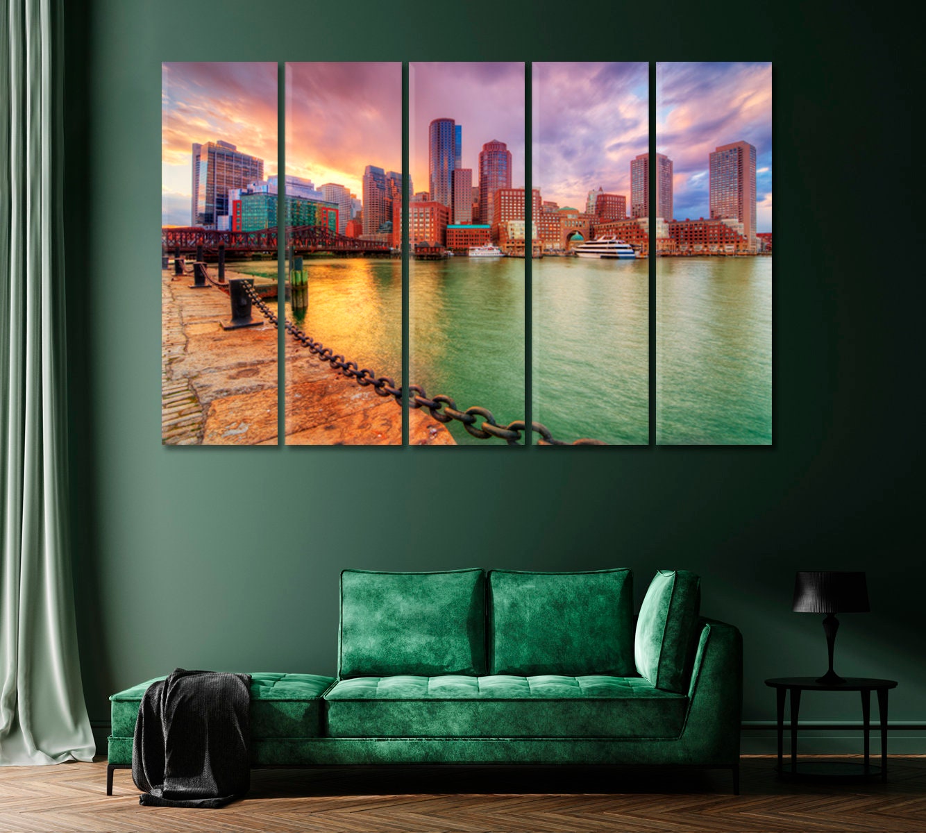 Boston Downtown Skyline Canvas Print Home Wall Decor, Cityscape Canvas ...