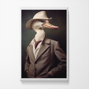 Stylish Duck in Suit and Hat Canvas Print for Living Room, Unique Gift ...