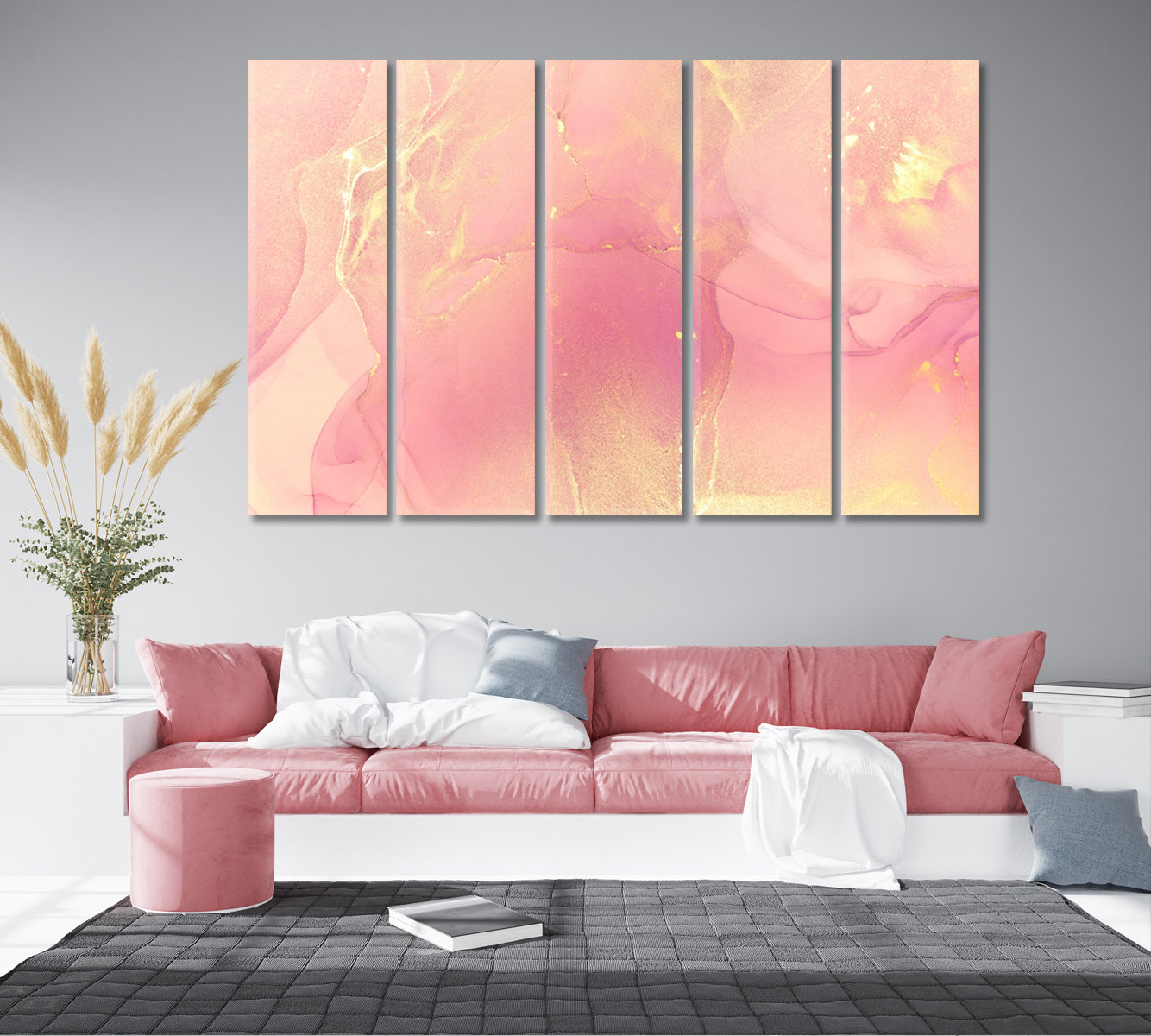Pink Abstract Wall Art Modern Canvas Art Print Abstract Home - Etsy